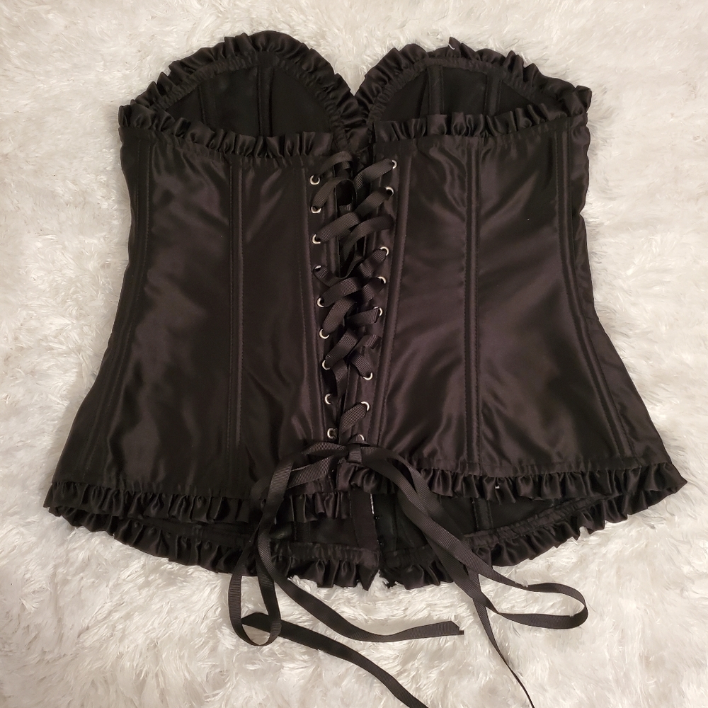 Victorias Secret Black Satin Corset Gem